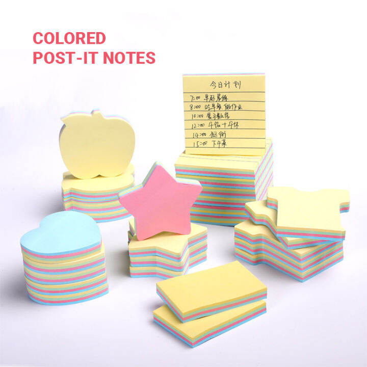 100 Sheets 3" Shapes Sticky Note Pastel Color Memo Pads Notes Office ...