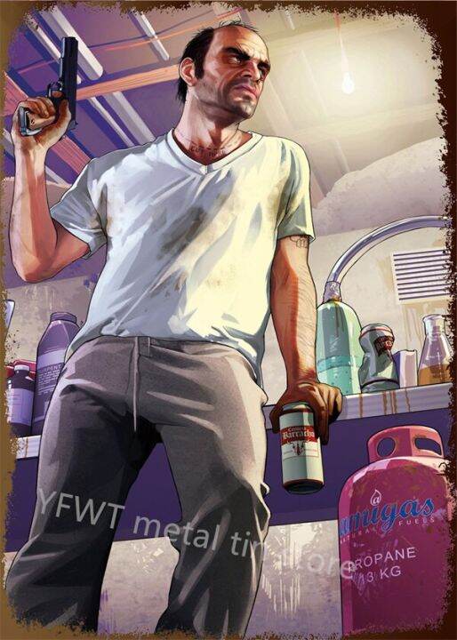 Gta 5 Game Metal Tin Sign Poster Home Decor Retro Big KraftpaperStyle ...
