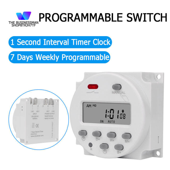 SINOTIMER 1 Second Interval 220V Digital LCD Timer Switch 7 Days Weekly ...