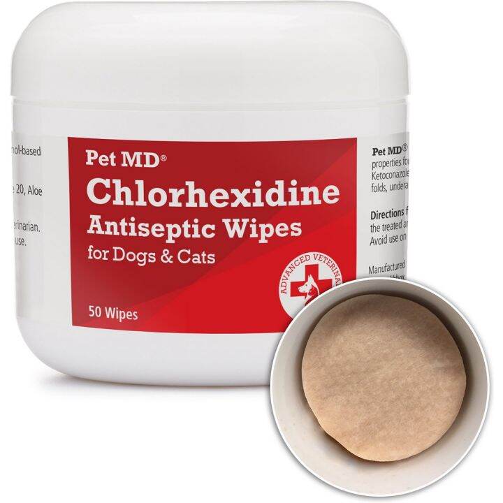 Pet MD | Chlorhexidine Antiseptic Wipes for Dogs and Cats (50 Wipes ...