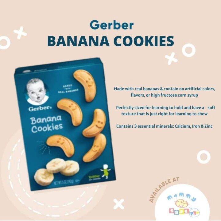New Gerber Snacks for Baby B/A/N/A/N/A Cookies 142g | Lazada PH