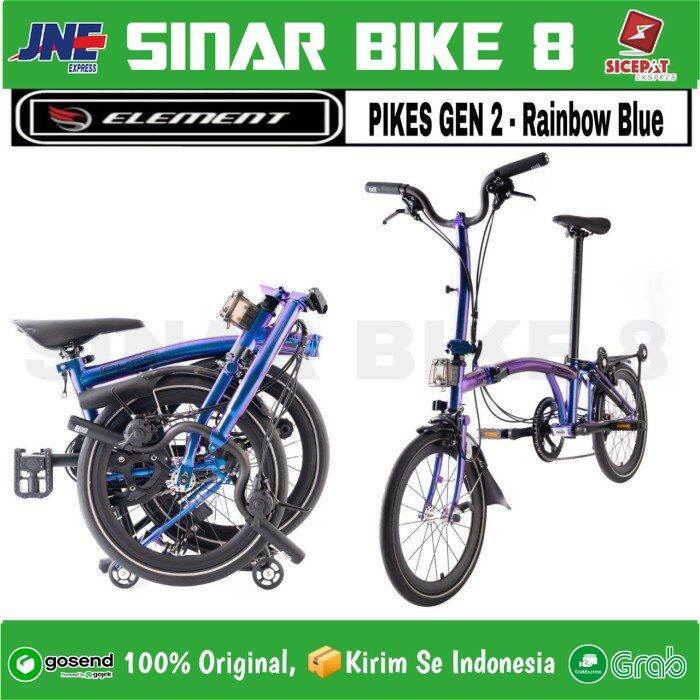 Sepeda Lipat Trifold ELEMENT PIKES GEN 2 Rainbow Blue Folding Bike ...