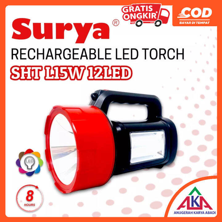 Senter Emergency Lamp LED Torch SURYA SHT L15W 12 LED Rechargeable Cas Ulang | Lazada Indonesia