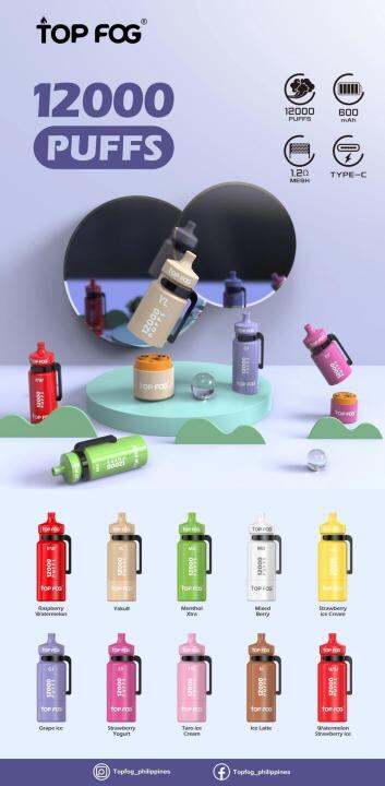 Top fog Disposable Pod 12000 Puffs new tastewith Type c | Lazada PH
