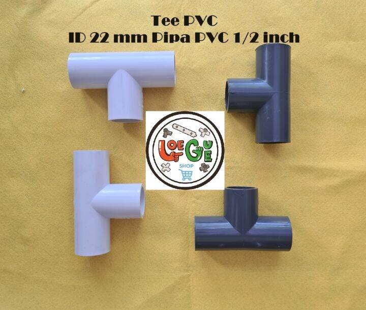 Konektor fitting Tee pipa PVC warna Putih & abu-abu ukuran mulai 1/2 ...