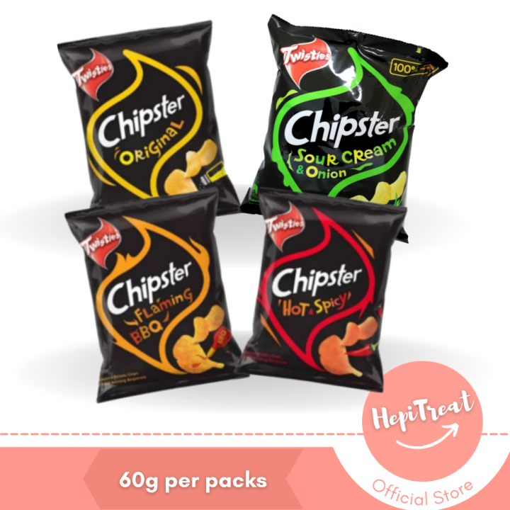 Twisties Chipster Potato Chips - Flaming BBQ / Hot & Spicy / Original / Sour Cream & Onion - 60g ...