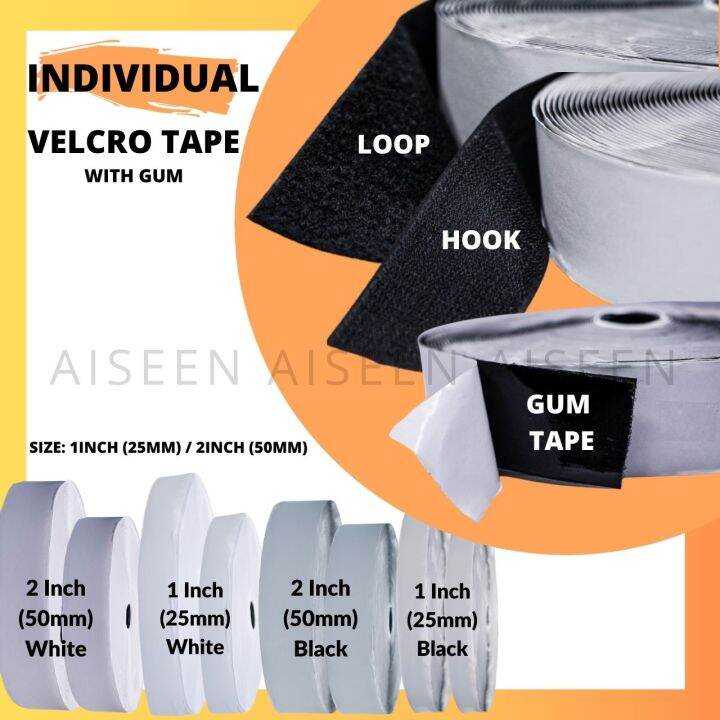 ️ INDIVIDUAL Velcro Tape 1" / 2" (inch) INDIVIDUAL WITH GLUE 相思帶 魔術貼 ...