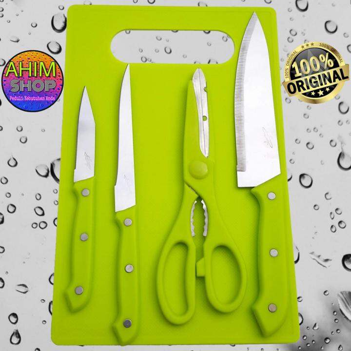 GSF 5in1 Pisau Dapur Gunting Talenan Kitchen Knife Set Original ...