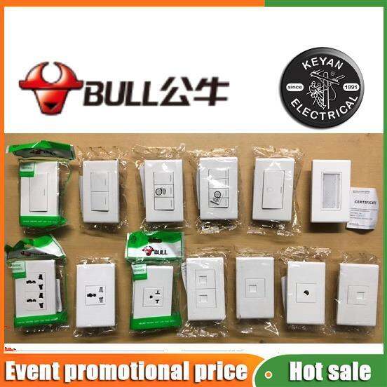 BULL SWITCH OUTLET (5 YEARS WARRANTY) 1 2 3 4 GANG DUPLEX AIRCON LAN TV ...