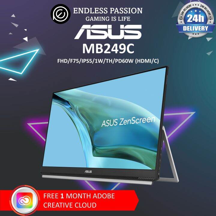 ASUS ZenScreen MB249C 24 Inch Portable Monitor - FHD, IPS, Type-C ...