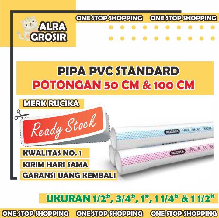 PIPA PVC PRALON RUCIKA AW 1/2 3/4 1 1 1/4 1 1/2 INCH POTONGAN 50 CM 100 ...