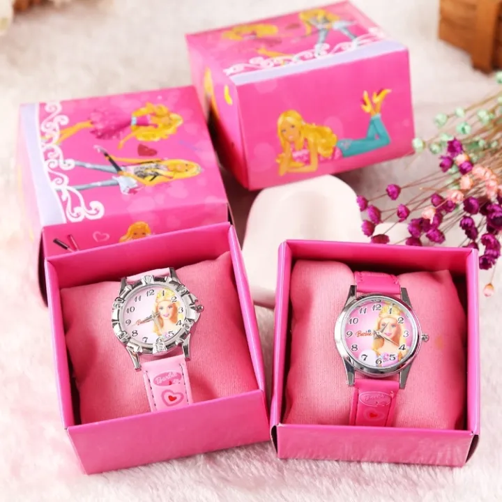 Kid’s Cartoon Pink Barbie Watch Cartoon Watches Child Birthday Gift ...