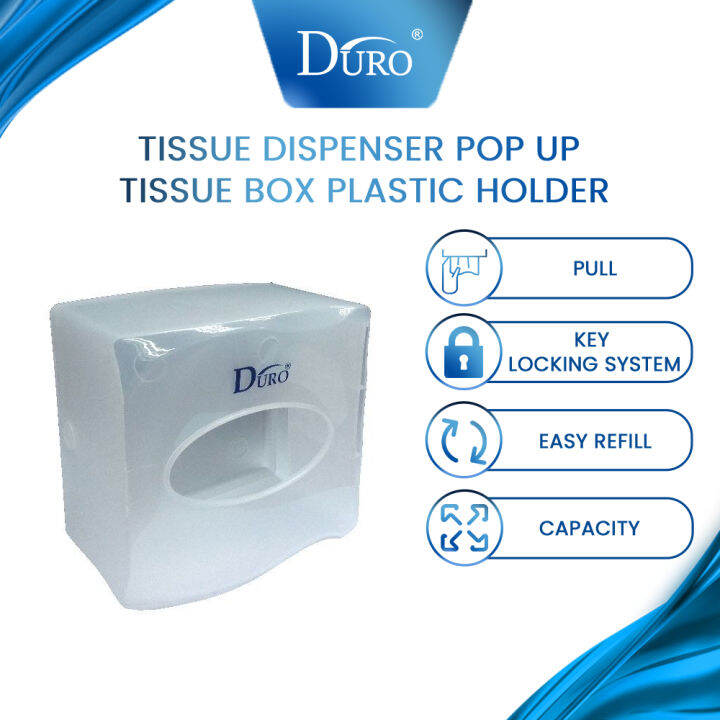 Duro Tissue Dispenser Pop Up Tissue Box Plastic Holder Home Living ...