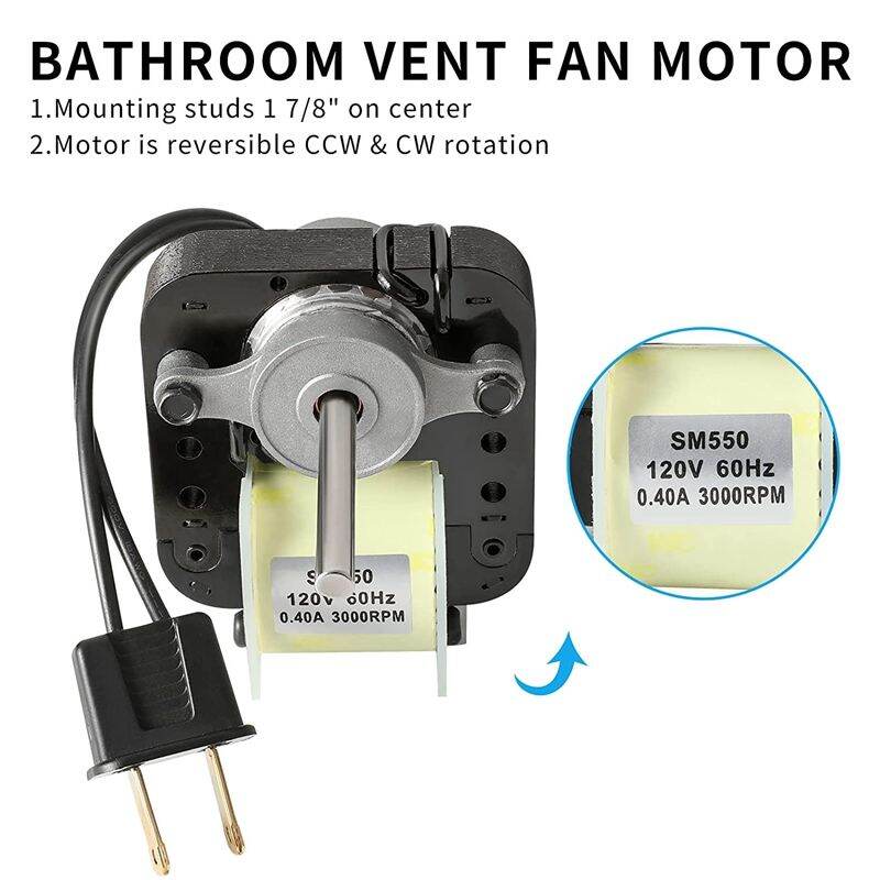 Bathroom Fan Motor, Universal Exhaust Fan Motor Replacement Electric ...