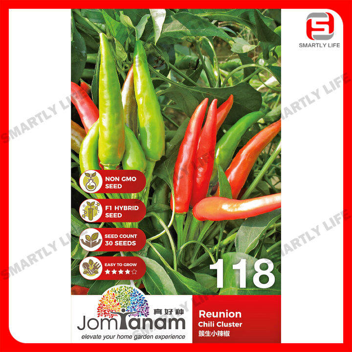 Chili Cluster Reunion Benih Cili Jambak 簇生小辣椒 Jom Tanam Seeds 种子 JT-118 ...