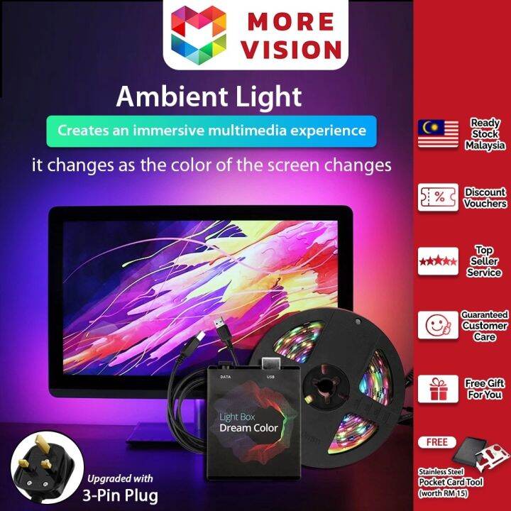 {huupo neon] Ambilight LED Strip Light RGB 1m-5m Set USB for Desktop ...