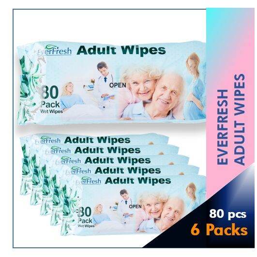 EverFresh Adult Wipes Wet wipes, Aloe Vera Alcohol free 80 Sheets ...