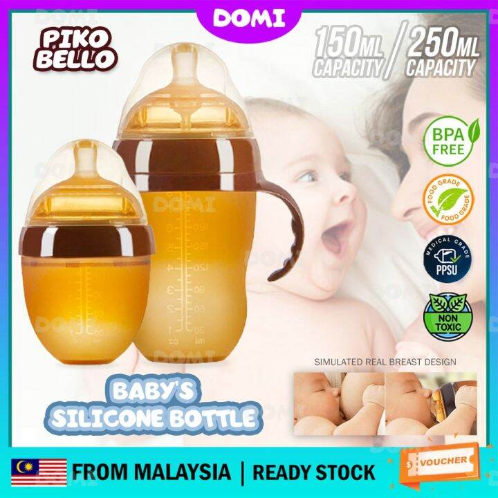DOMI MALAYSIA PIKO BELLO 150/250mL PPSU Newborn Baby Silicone Bottle ...