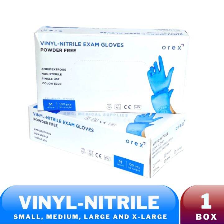 ♬OREX Vinyl-Nitrile Blended Examination Gloves (Blue Black) (Powder ...