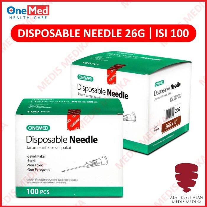 Disposable Needle 26G Onemed Jarum Suntik Medis Kesehatan 26 G x 1/2" Inch Sterile | Lazada ...