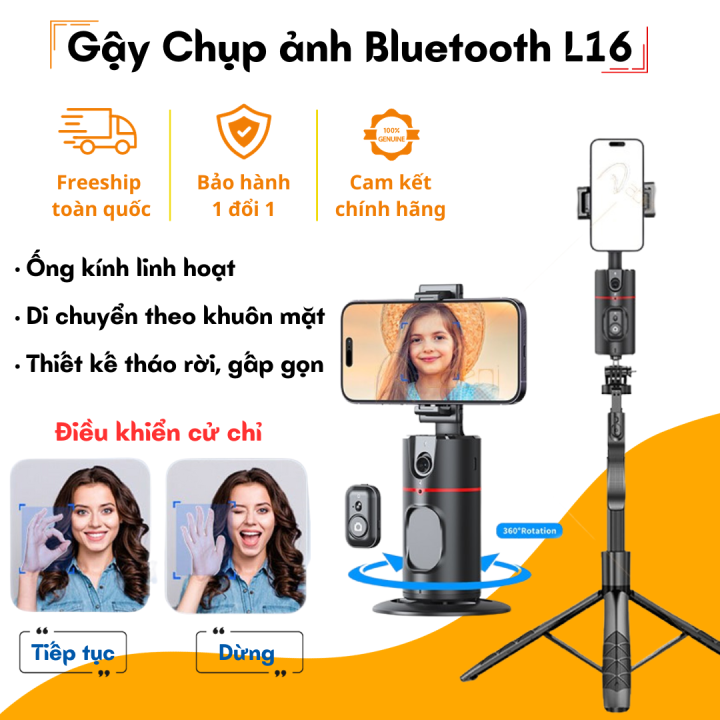 Gậy chụp ảnh livestream Tripod L16 + Gimbal AI thông minh xoay 360 độ, nhận diện và theo dõi ...
