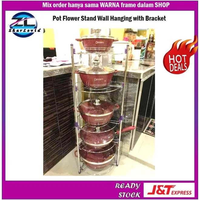 3/5 Layer Flower Pan Pot Rack Tempat Tingkat Letak Kuali Periuk Simpan ...