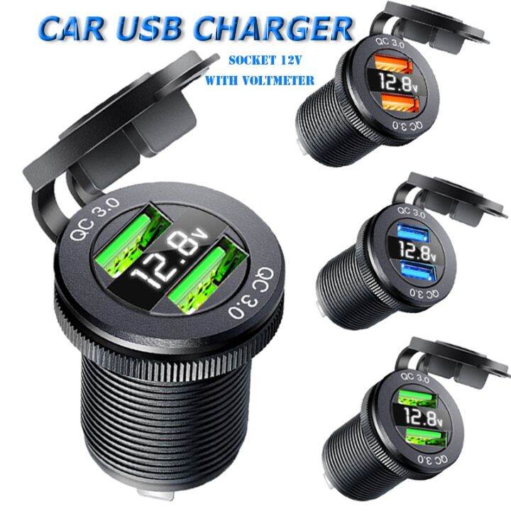 Universal Usb sockets outdoor caravan 12v with voltmeter 36w fast ...