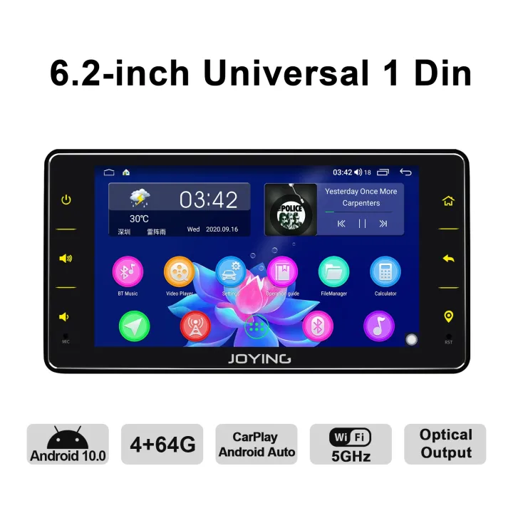 JOYING Android 10 Car Radio Stereo Universal 1Din Head Unit 4GB 64GB Tape Recorder Multimedia ...