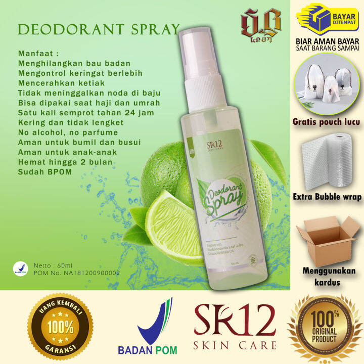 SR12 deodorant Spray 60ml atau deodoran 100% herbal | Lazada Indonesia