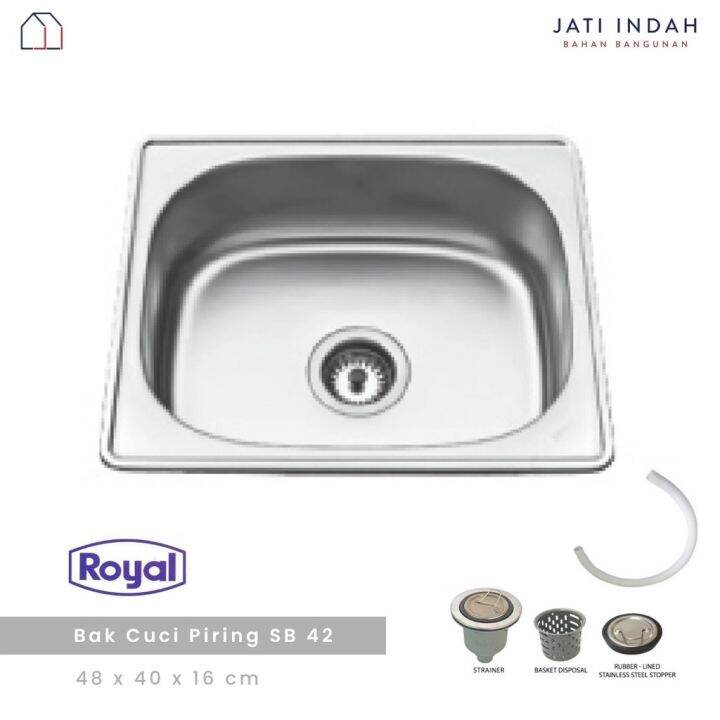 Bak Cuci Piring ROYAL SB-42 Stainless Sink 1 Lubang Tanpa Sayap ...