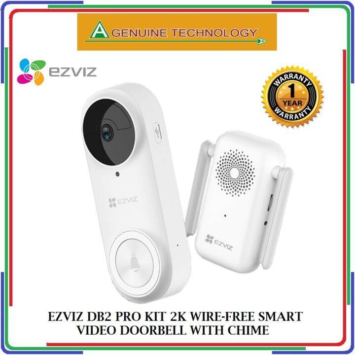 EZVIZ DB2 KIT 2K WIRE-FREE SMART VIDEO DOORBELL WITH CHIME | Lazada ...