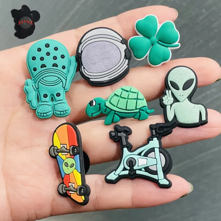 1PCS PVC Cute Cartoon Fridge Magnetic Sticker Skateboard Alien Bike ...