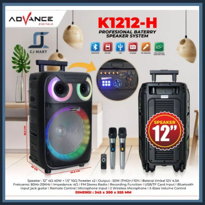 Advance K1212-H Speaker Meeting Bluetooth 12 Inch Free 2 mic wirelles | Lazada Indonesia