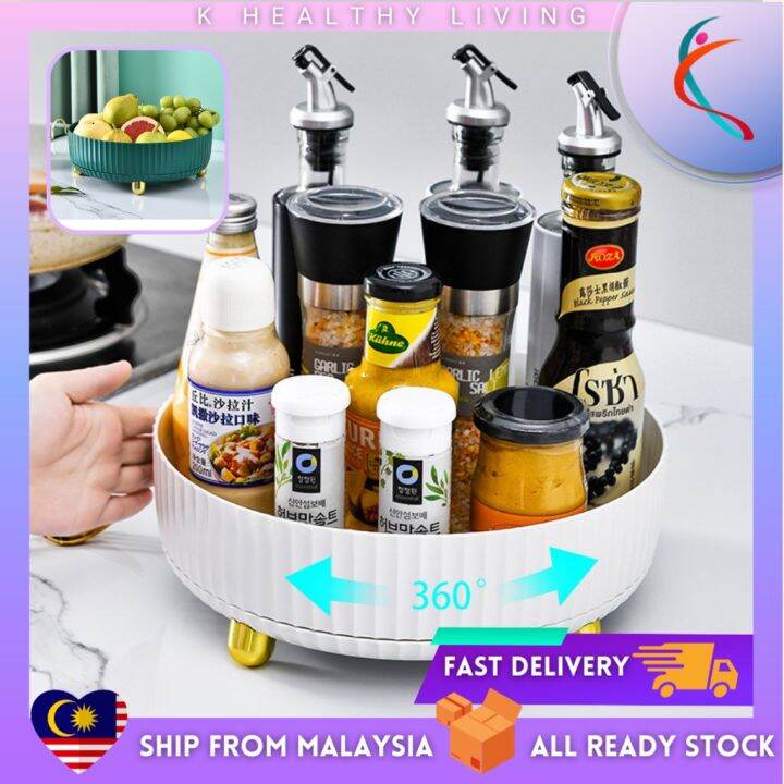 【READY STOCK】 Kitchen Turntable Rotating storage tray Space Saving ...