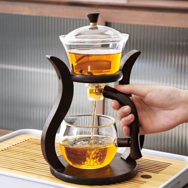 Glass automatic lazy tea set teapot semi-full induction brewing ...