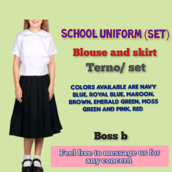1BB SCHOOL UNIFORM FOR GIRLS// SET OR TERNO// BLOUSE AND SKIRT | Lazada PH