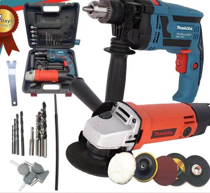 Makita Powerful 2 in 1 Angle Grinder and Drill Set with Hard Case ...