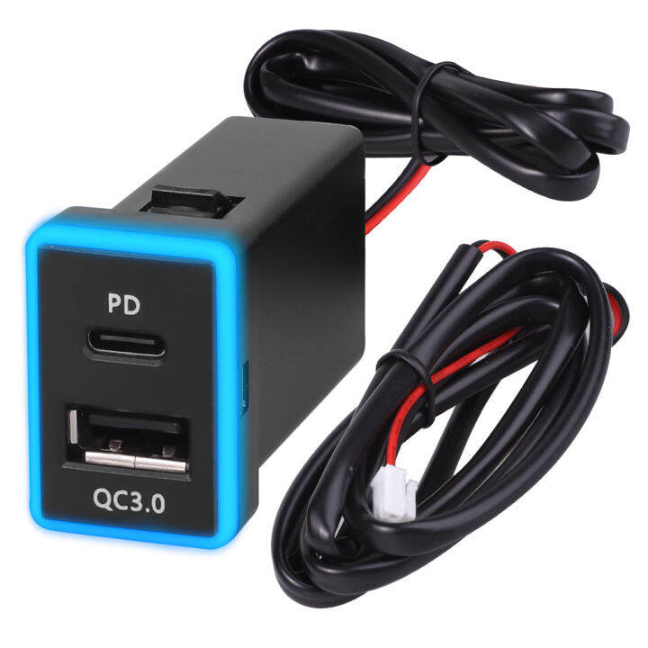 Dual USB Car Socket Outlet Fast Charger Type C PD QC 3.0 Ports Phone ...