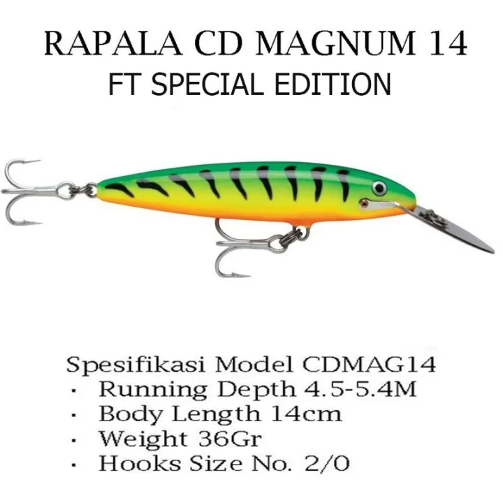 เหยื่อลากอินทรี RAPALA CD 14 FT เขียวลายเสือ | Lazada.co.th