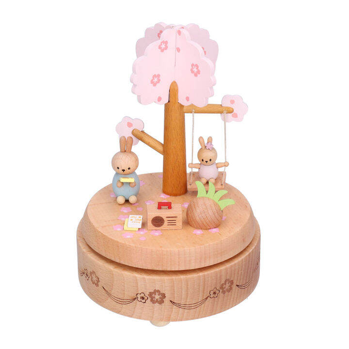 Music Box Beech Wood Cute Music Box Toy Present For Christmas Birthday ...