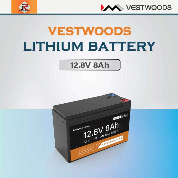 แบตเตอรี่ ลิเธียมฟอสเฟส ( LiFePO4) 12.8V 8Ah, 104Wh Deep cycle 2500-4500 + พร้อม BMS ในตัว ...
