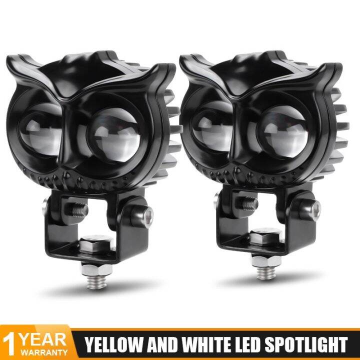 Universal Motorcycle Led Headlight Owl Shape Projector Lens Dual Color ...