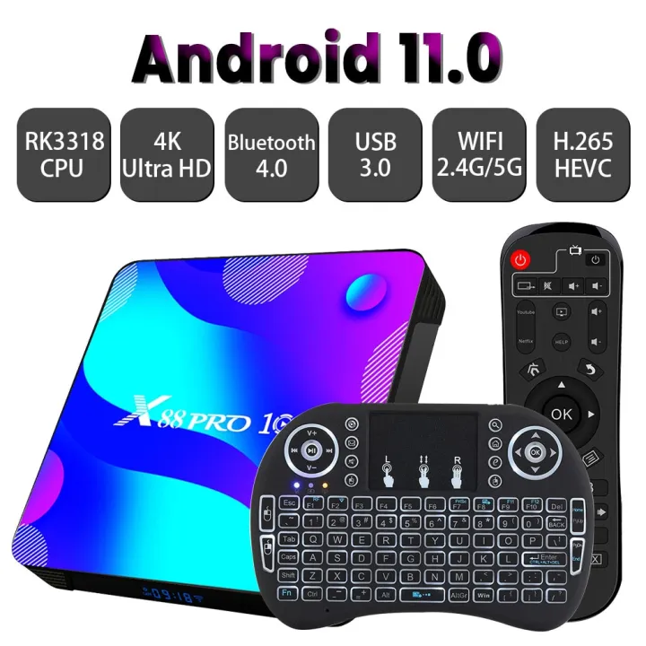 Android 11.0 TV BOX Transpeed X88 32G 64G 128G 2.4G&5G RK3318 4K 3D ...