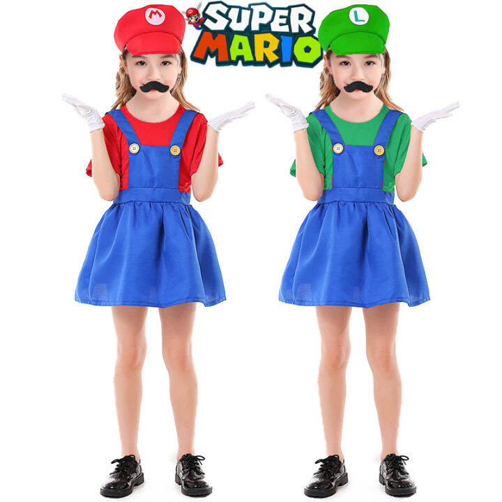 Children Super Mario Bros Cosplay Costume For Kids Girls Super Mary ...