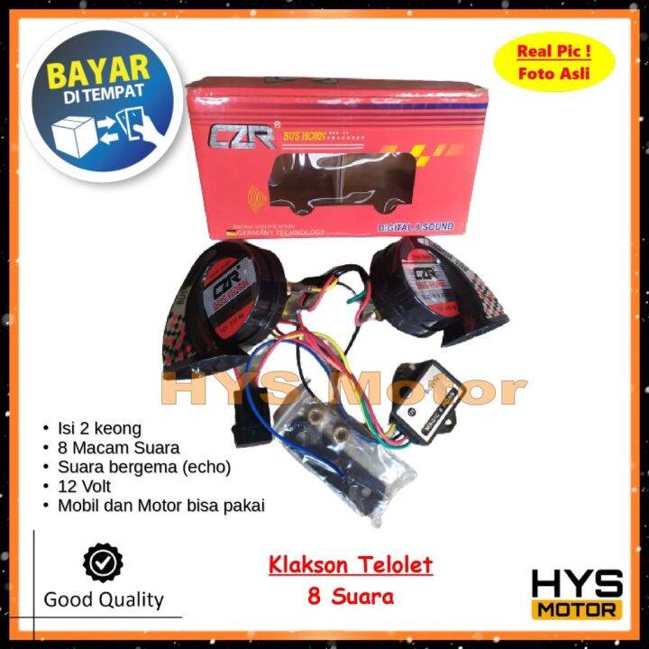 HYS Klakson Keong TELOLET 8 JENIS SUARA - Universal Untuk Motor dan ...