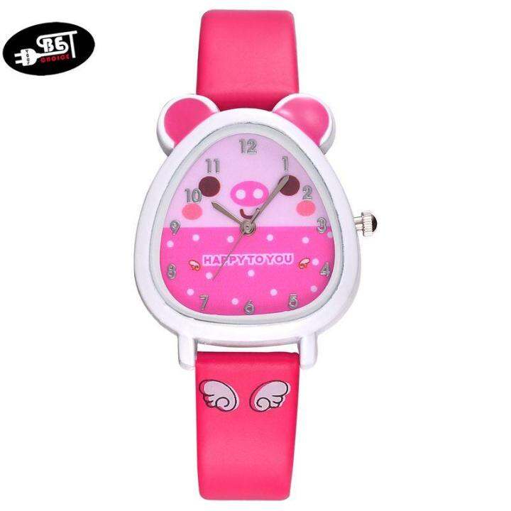 YBC Hamster Shaped Dial Quartz Wrist Watch with PU Leather Strap Cute ...