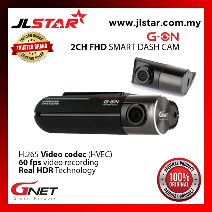 GNET G-ON 2CH.DVR 60FPS/ FHD DASH CAM H.265 IOS, ANDROID AND PC COMPATIBLE ADAS (Optional GPS ...
