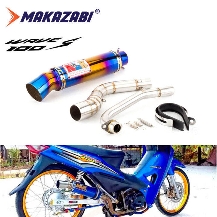 ท่อไอเสียมอเตอร์ไซค์สำหรับ Honda WAVE 100,ท่อร่วมแบบเต็มระบบ + ตัวเก็บ ...