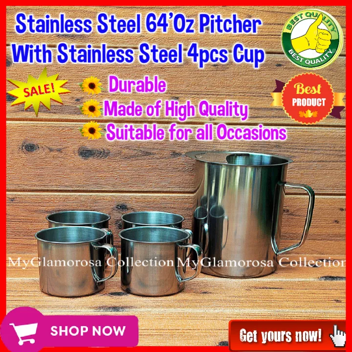 MyGlamorosa Collection Stainless Pitcher with Stainless Cup/Stainless ...