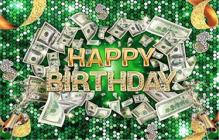 5x3ft Payday Theme Backdrops Money Birthday Backdrop Green Happy ...